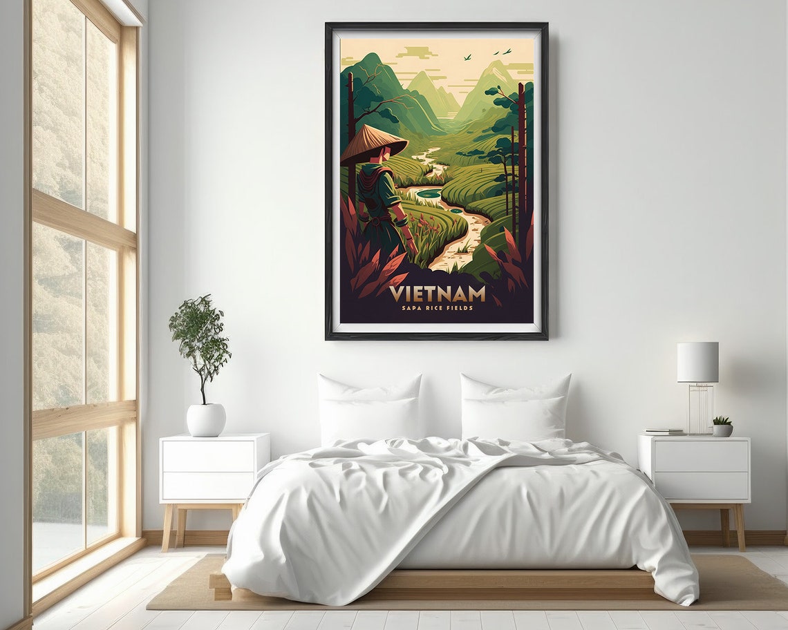 Vietnam Sapa Travel Poster,vietnam Sapa Wall Art Print,sapa Rice Fields ...
