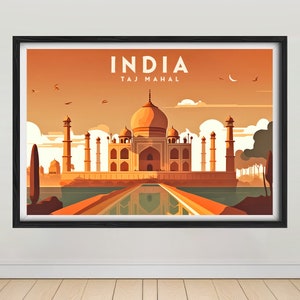 Taj Mahal India Travel Poster: Vintage Art Print (digital Download) - Etsy