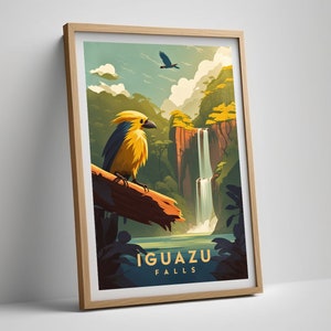 Iguazu Falls Brazil Travel Poster, Iguazu Falls Brazil Wall Art Print ...