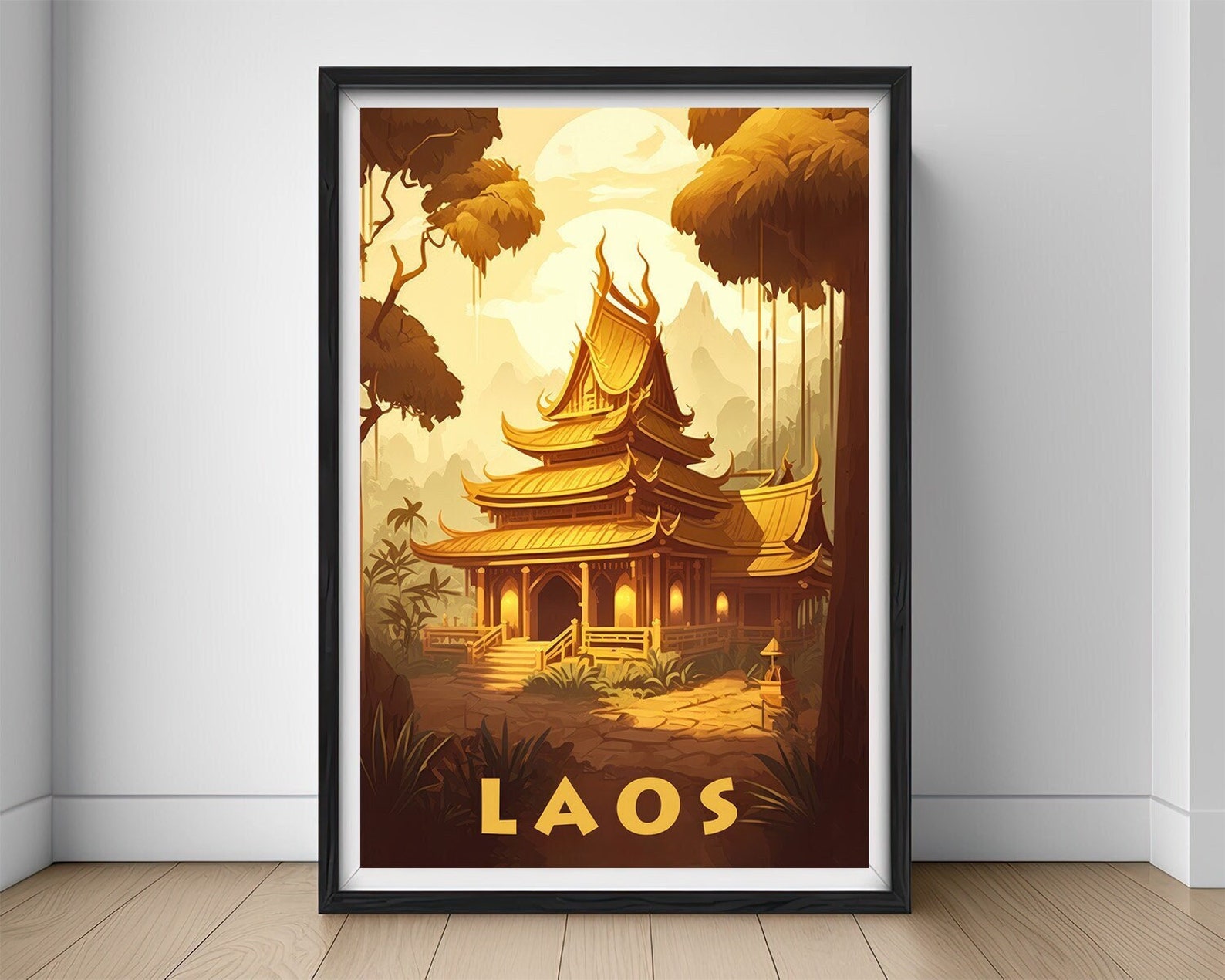 Laos Travel Poster,luang Prabang Laos Wall Art Print,luang Prabang,laos ...
