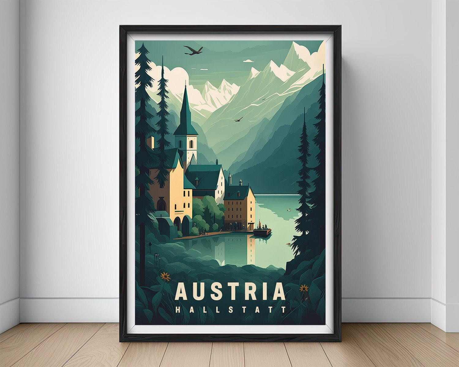 Austria Hallstatt Travel Poster,austria Hallstatt Wall Art Print ...