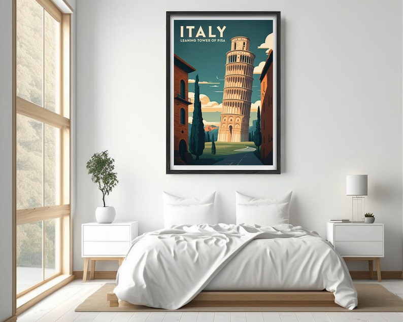 The Leaning Tower of Pisa Travel Poster,italy Wall Art Print,italy ...