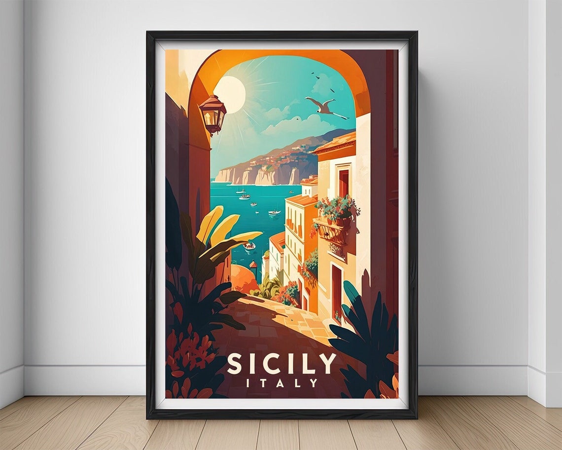 Sicily Travel Poster,sicily Print,sicily Wall Art Print,sicily Italy ...