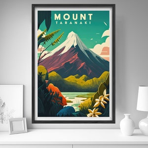 Mount Taranaki NZ Travel Poster,mount Taranaki NZ Wall Art Print,mt ...