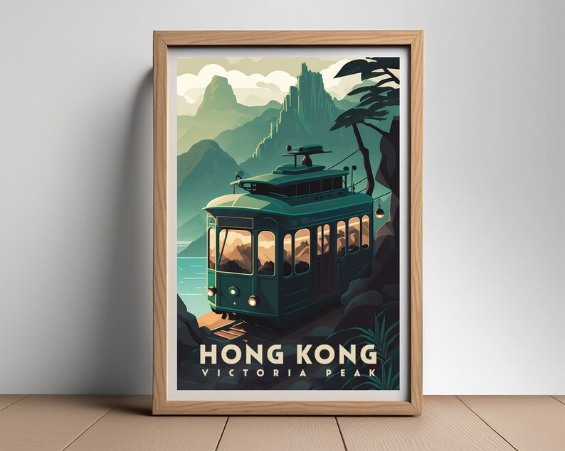 Hong Kong Travel Poster,hong Kong Wall Art Print,hong Kong Painting ...