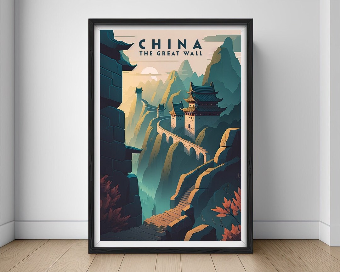 Great Wall of China Travel Poster,china Wall Art Print,beijing Painting ...