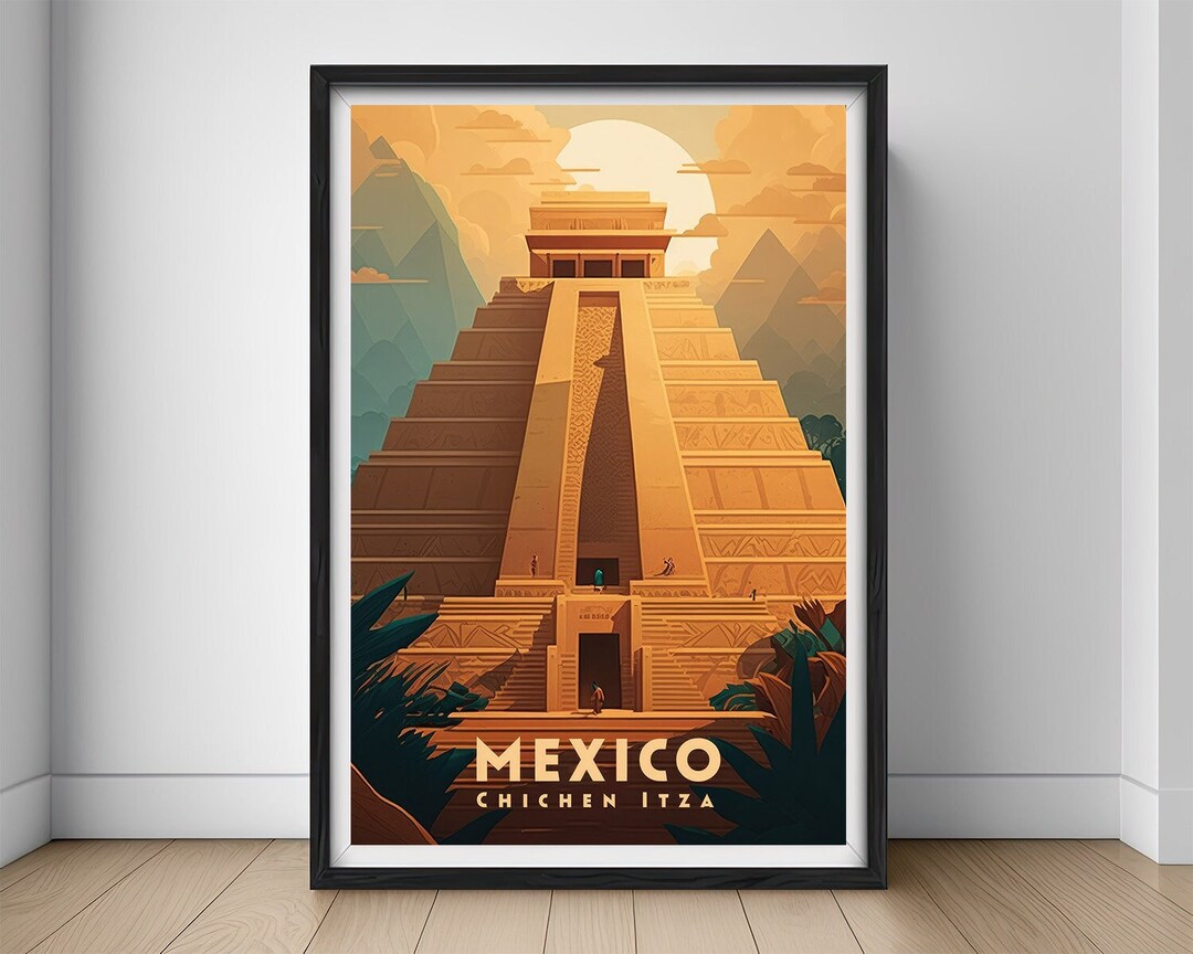 Chichen Itza Mexico Travel Poster,mexico Wall Art Print,mexico Painting ...