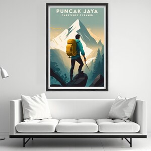 Pancak Jaya Mountain Travel Poster,mount Pancak Jaya Wall Art Print ...