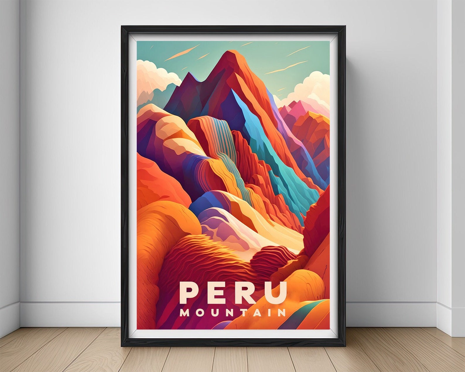 Peru Rainbow Mountain Travel Poster,peru Rainbow Mountain Wall Art ...