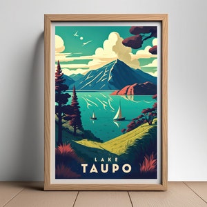 Lake Taupo New Zealand Travel Poster,lake Taupo Wall Art Print,lake ...