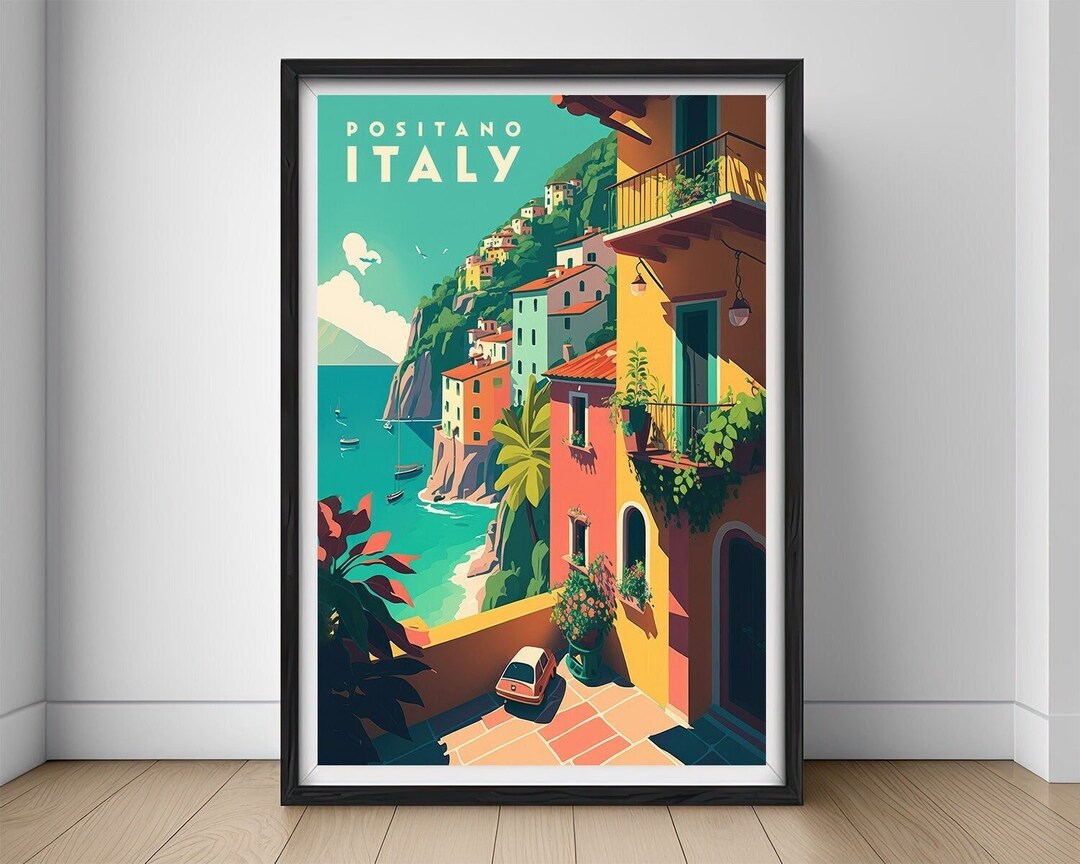 Positano Italy Travel Poster,positano Wall Art Print,positano Italy ...