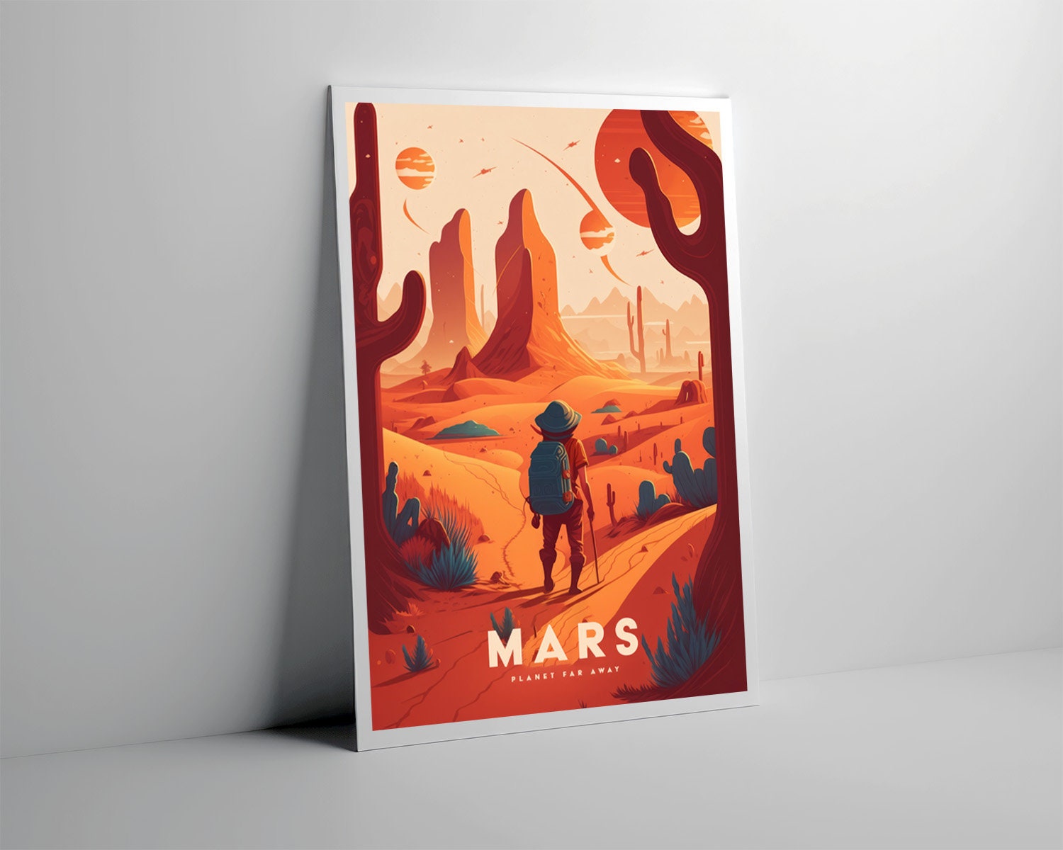 Planet Mars Travel Poster,planet Mars Wall Art Print,mars Solar System ...