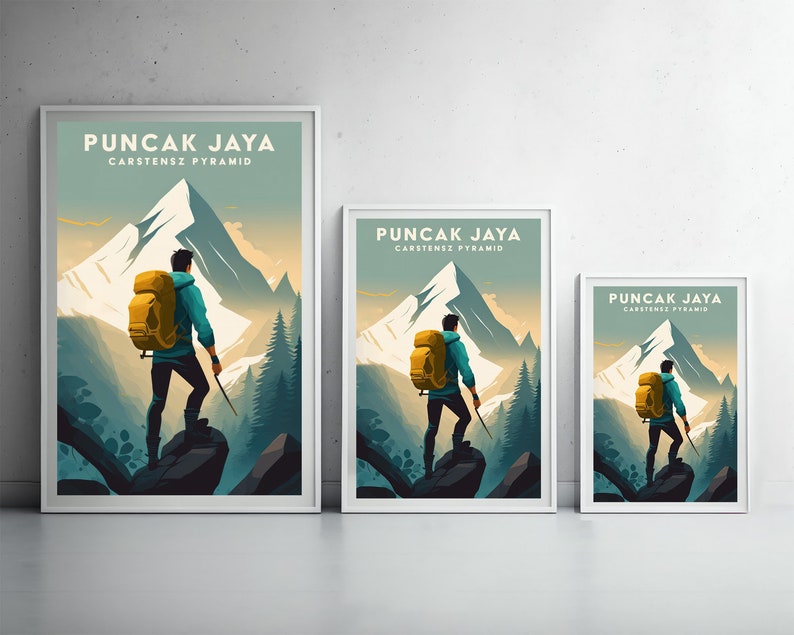 Pancak Jaya Mountain Travel Poster,mount Pancak Jaya Wall Art Print ...