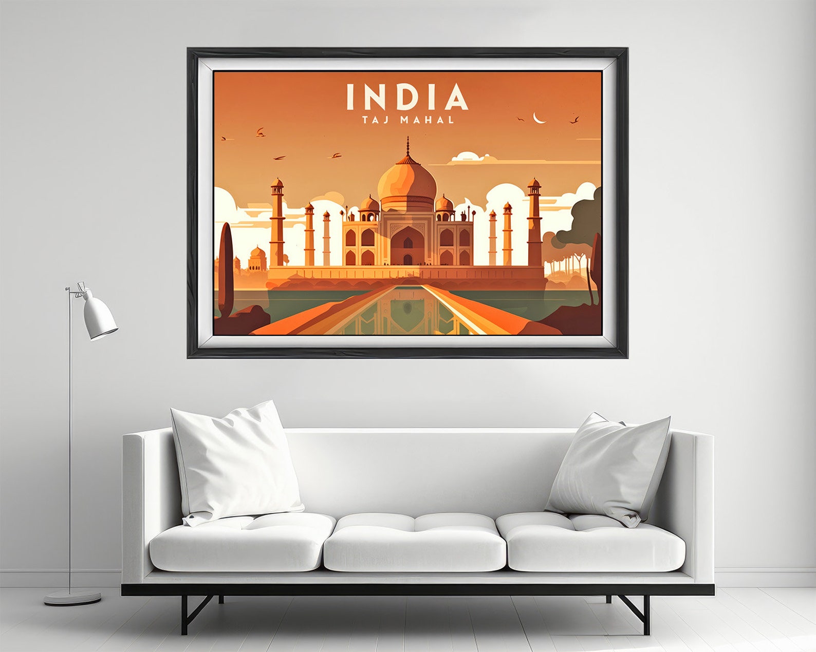 Taj Mahal India Travel Poster: Vintage Art Print (digital Download) - Etsy