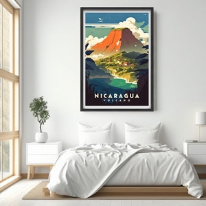 Nicaragua Volcano Travel Poster,nicaragua Volcano Wall Art Print ...