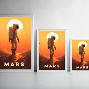 Mars Travel Poster, Mars Print, Mars Wall Art Print, Planet Mars Poster ...
