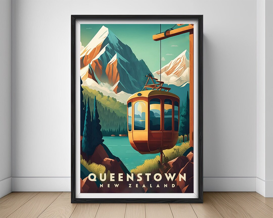 Queenstown New Zealand Travel Poster,queenstown New Zealand Wall Art ...