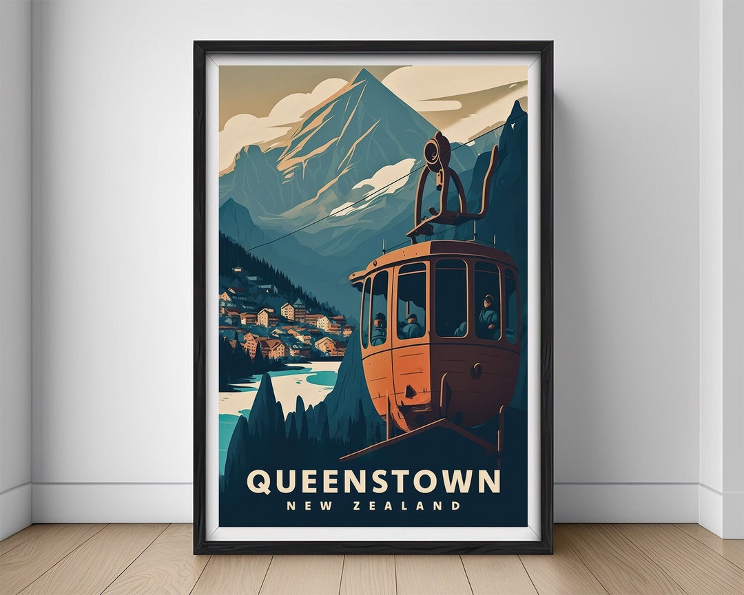 Queenstown NZ Travel Poster,queenstown NZ Wall Art Print,new Zealand ...