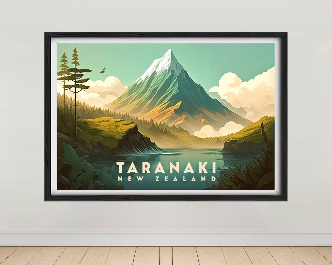 Mount Taranaki NZ Travel Poster,mount Taranaki NZ Wall Art Print,mt ...