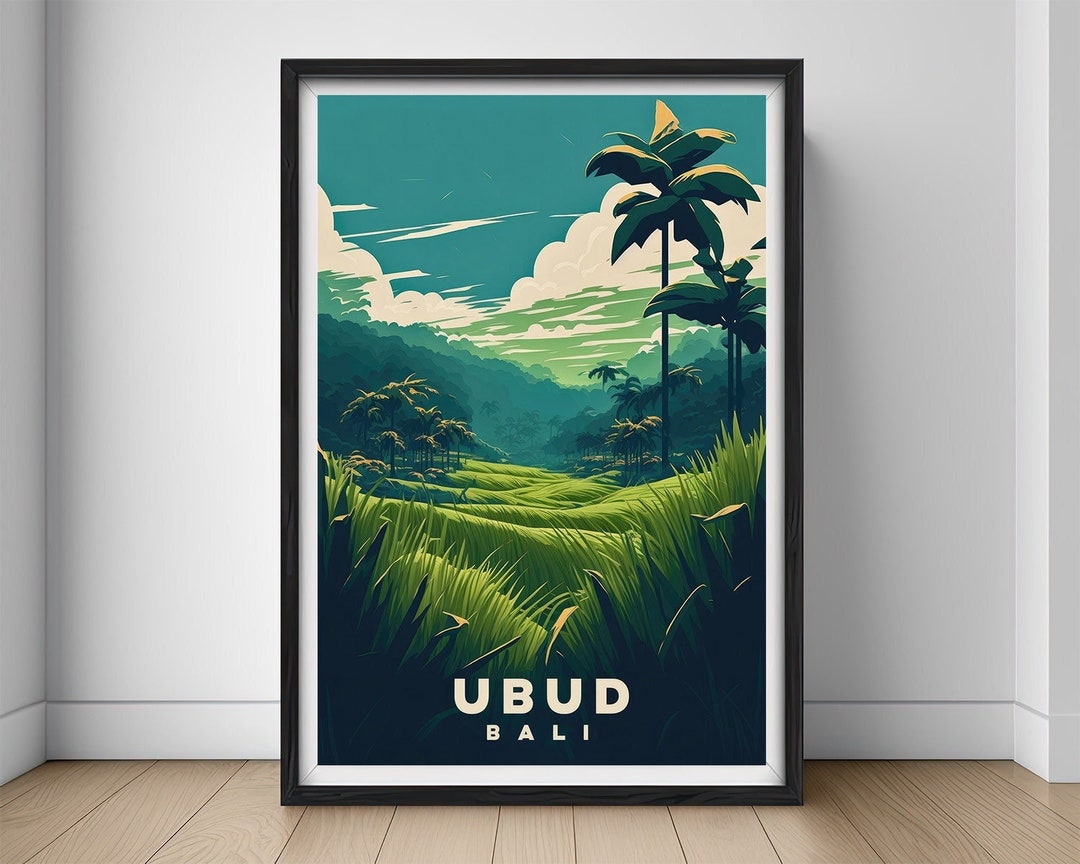 Bali Ubud Travel Poster,bali Ubud Wall Art Print,rice Fields,bali Ubud ...
