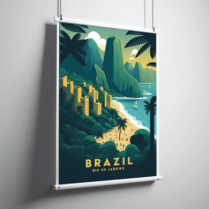 Brazil Rio Travel Poster,brasil Rio Wall Art Print,rio De Janeiro ...