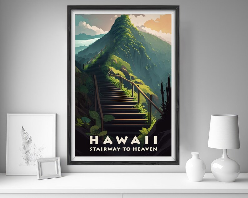Hawaii Stairway to Heaven Travel Poster,hawaii Stairway to Heaven Wall ...