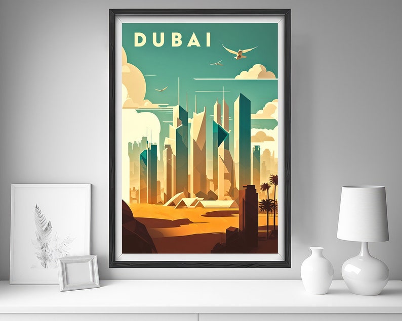 Dubai Travel Poster,dubai Wall Art Print,united Arab Emirates,dubai ...