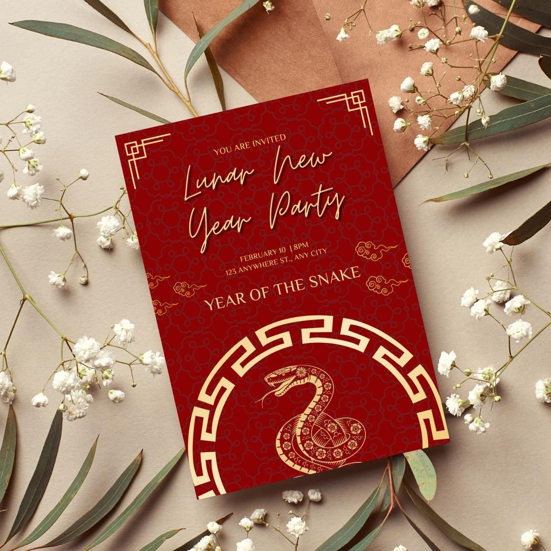 2025 Chinese New Years Party Invitation Template, Lunar New Year Party ...