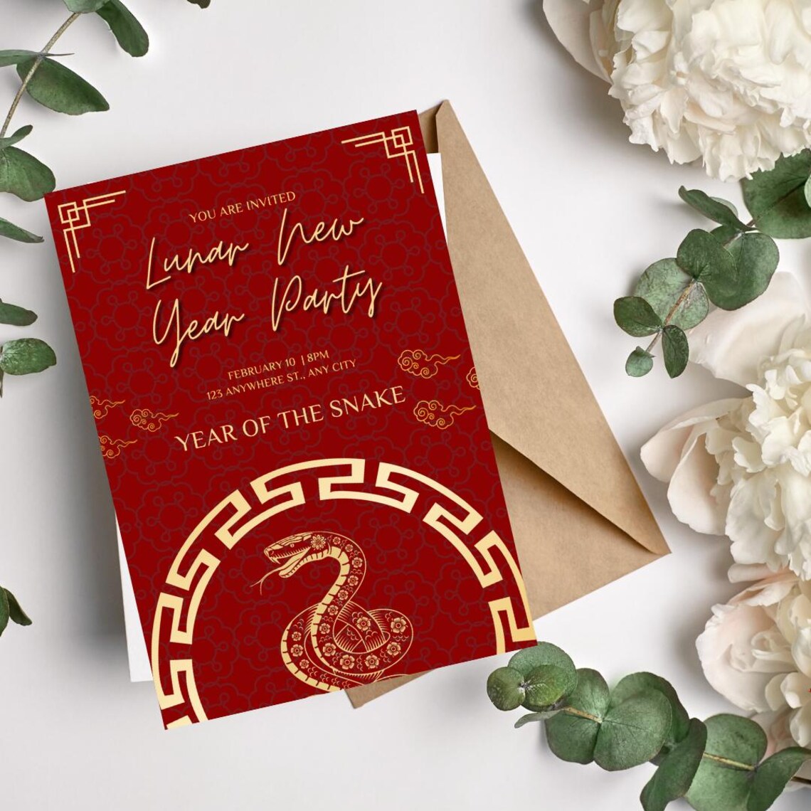 2025 Chinese New Years Party Invitation Template, Lunar New Year Party ...