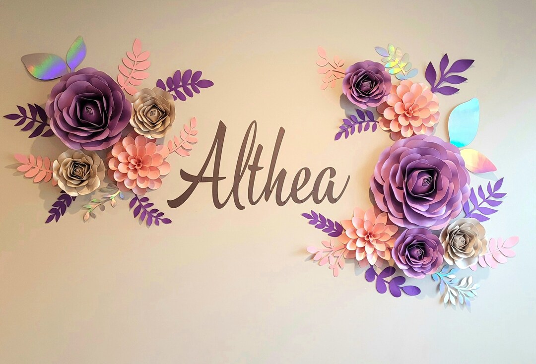 10pc Purple/light Pink Paper Flowers for Nursery Wall, Baby's Room, or ...