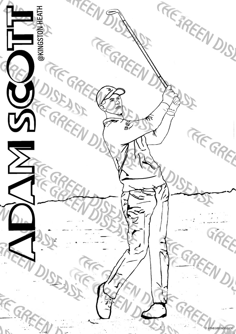 Golf Colouring Page Bundle (adam Scott and Cam Smith) - Digital ...