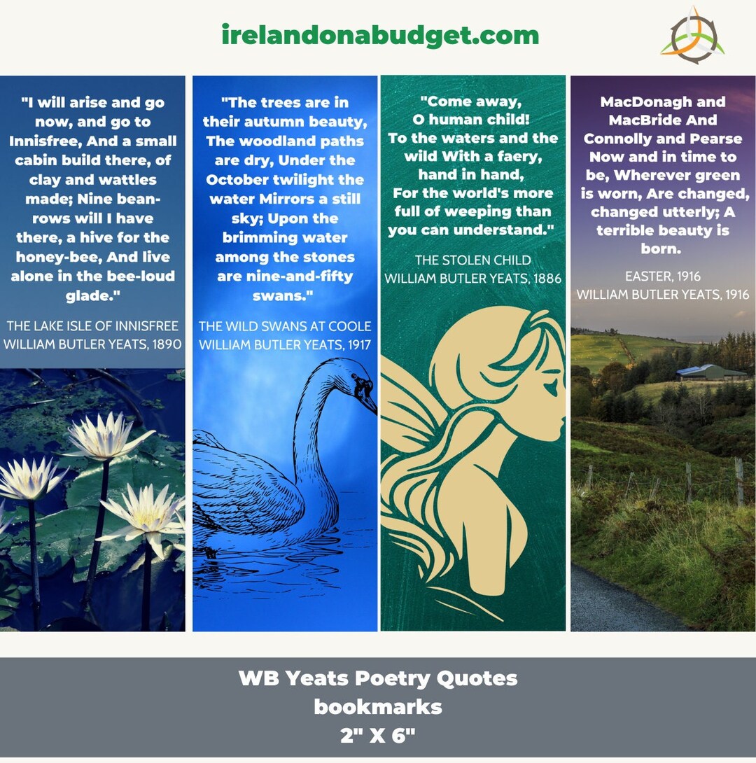 Irish Poetry Bookmarks Featuring the Words of WB Yeats, Ideal for ...
