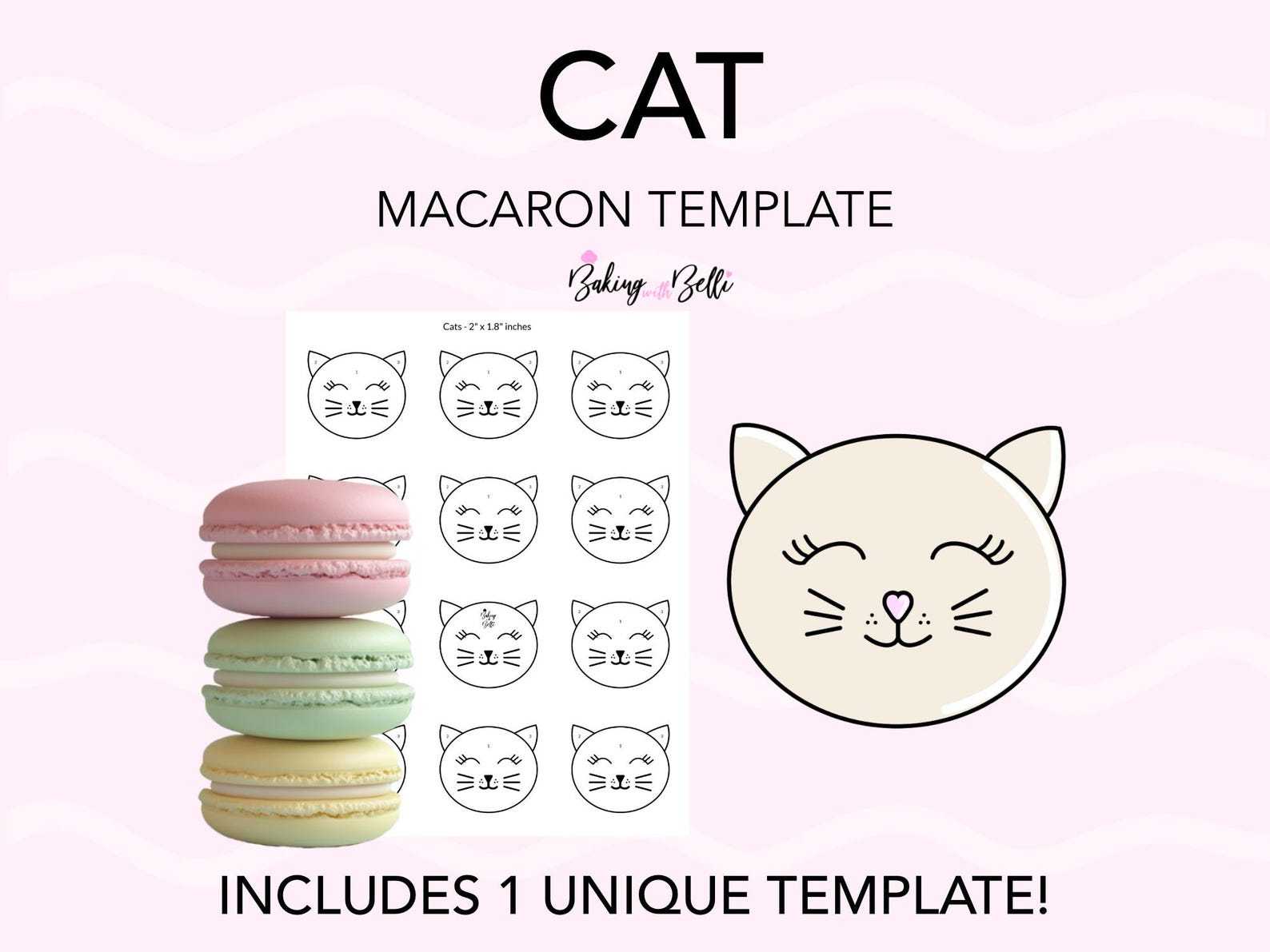 Cat Macaron Template Transfer Sheet - Etsy