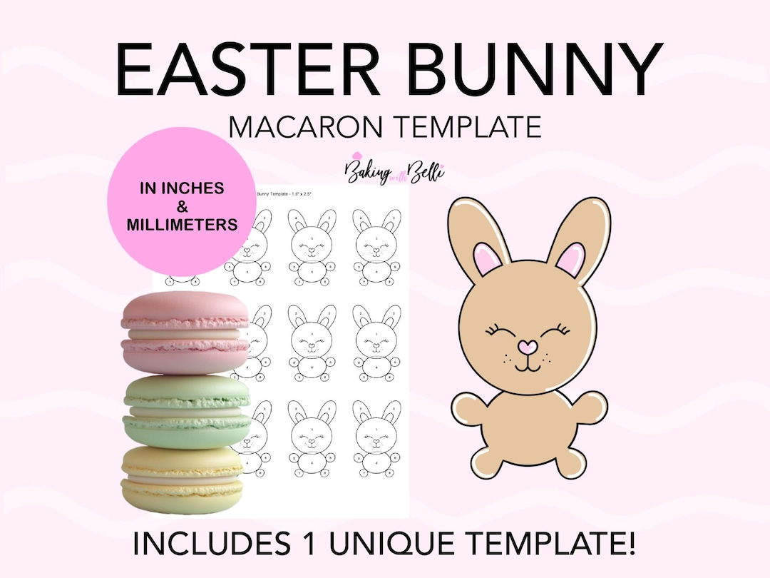 Easter Bunny Macaron Template Transfer Sheet (in Inches and Millimeters ...