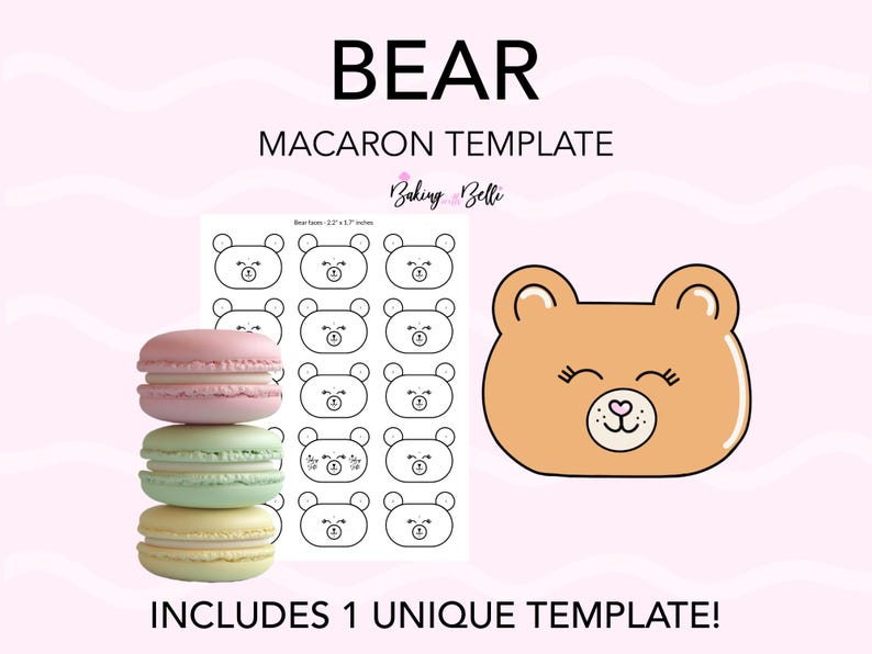 Bear Macaron Template Transfer Sheet - Etsy