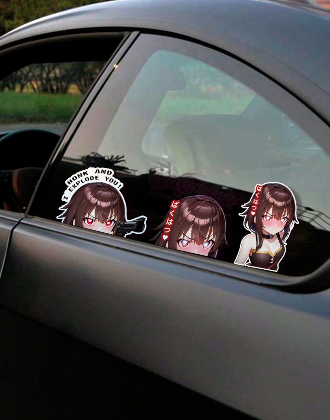 Konosuba Megumin Sticker Peeker, Holographics, Waterproof and ...