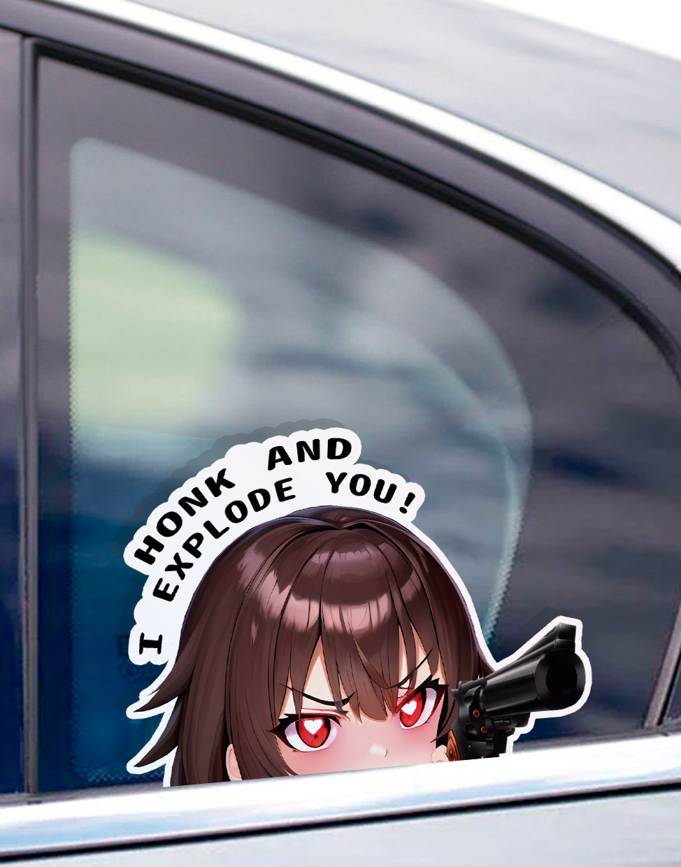 Konosuba Megumin Sticker Peeker, Holographics, Waterproof and ...