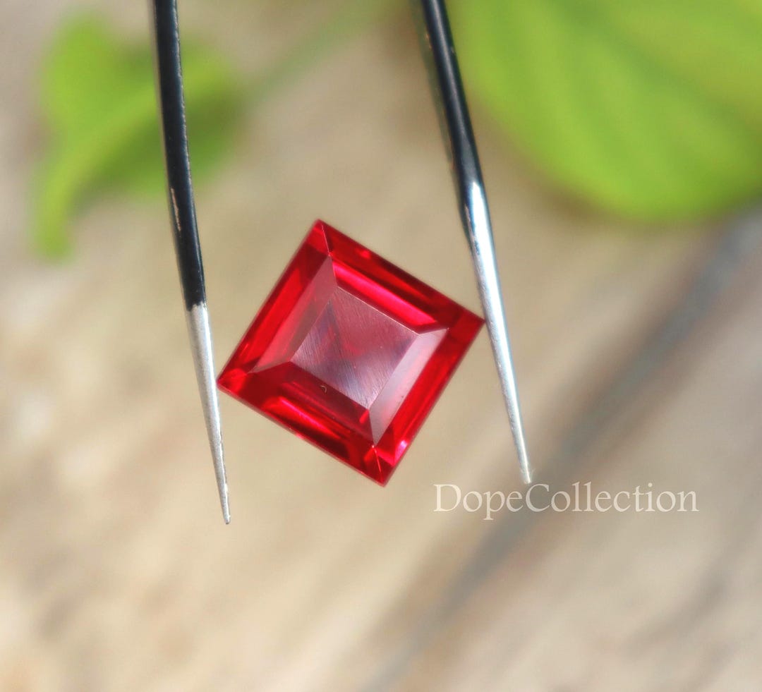 Natural 12.45 Ct AAA Burma Blood Red Ruby | Princess Cut Certified ...
