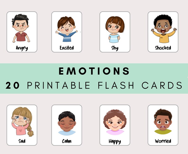 Emotions Flash Cards for Kids, Social and Emotional Learning Tool ...