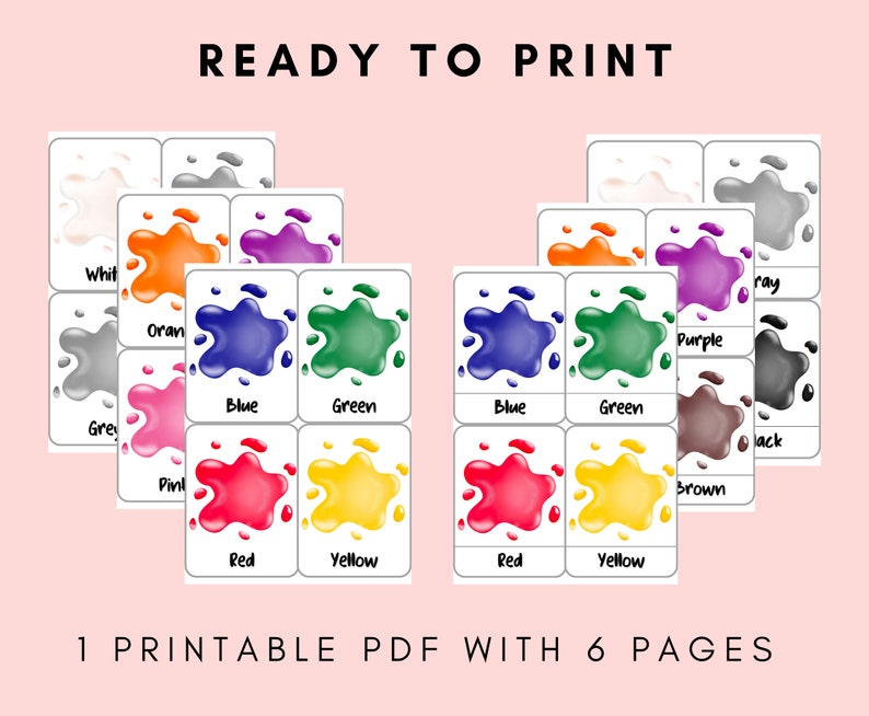 12 Childrens Colour Flashcards, PDF Printable, Kids Colour Cards ...
