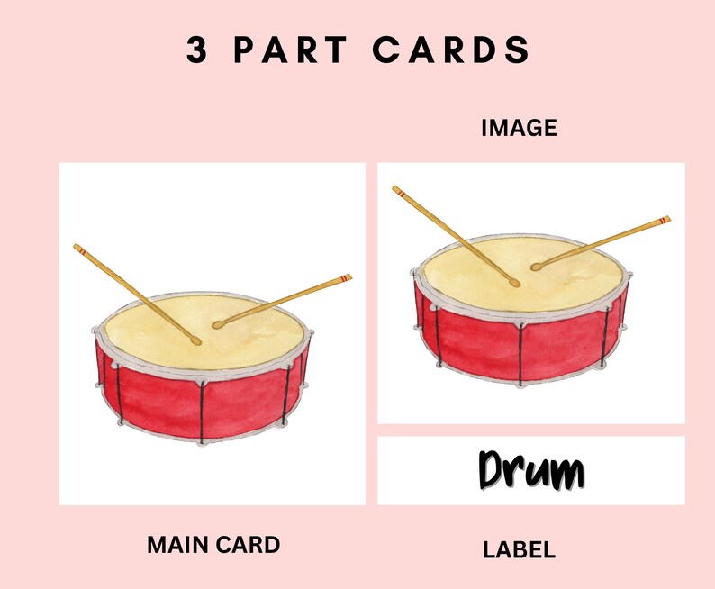 20 Childrens Musical Instruments Flashcards, Pre-school Cards, PDF ...