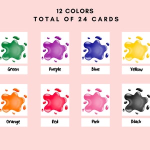 12 Childrens Colour Flashcards, PDF Printable, Kids Colour Cards ...