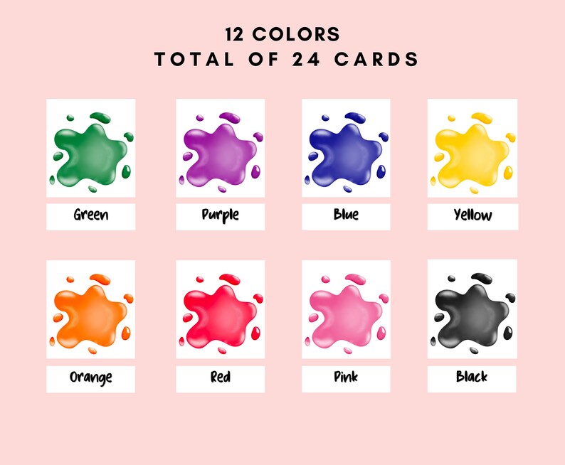 12 Childrens Colour Flashcards, PDF Printable, Kids Colour Cards ...