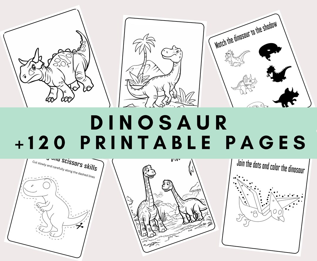 Dinosaur Activity Pack, 50 Printable Worksheets for Kids, Toddlers ...