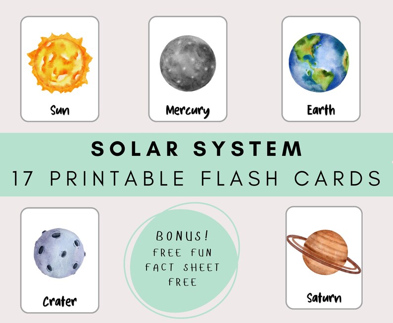 Solar System Flash Cards, Fun & Educational Planet Learning for Kids ...