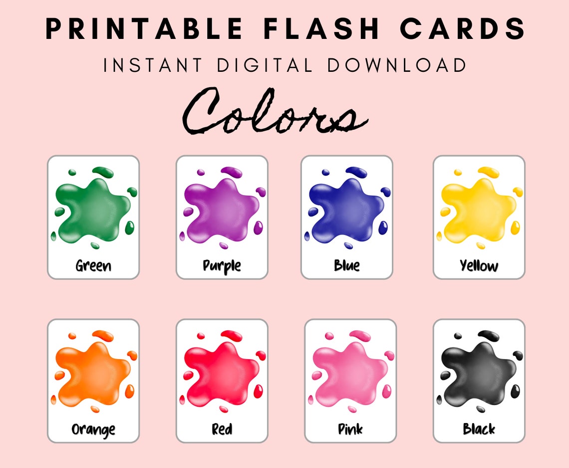 12 Childrens Colour Flashcards, PDF Printable, Kids Colour Cards ...