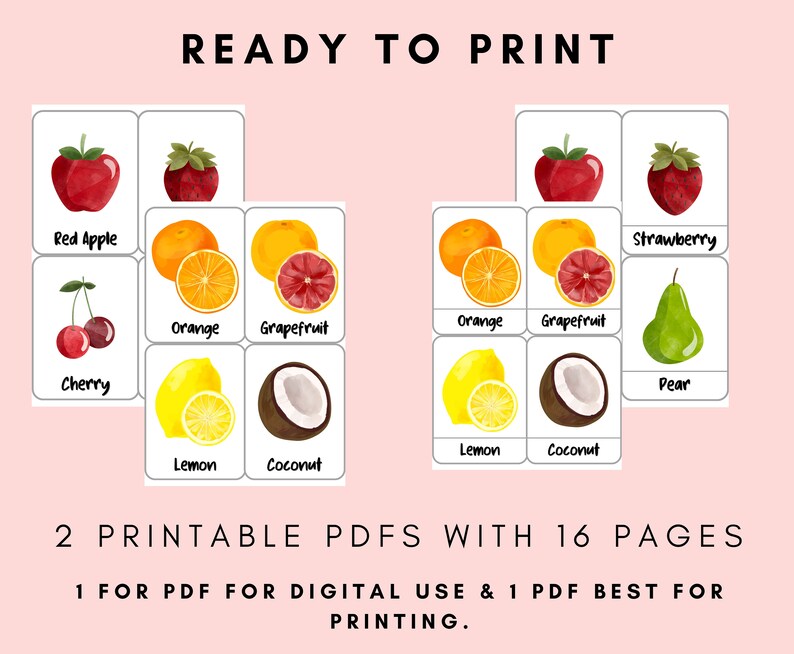 Fruit Flashcards 1–30 Printable PDF | Montessori Preschool Cards - Etsy