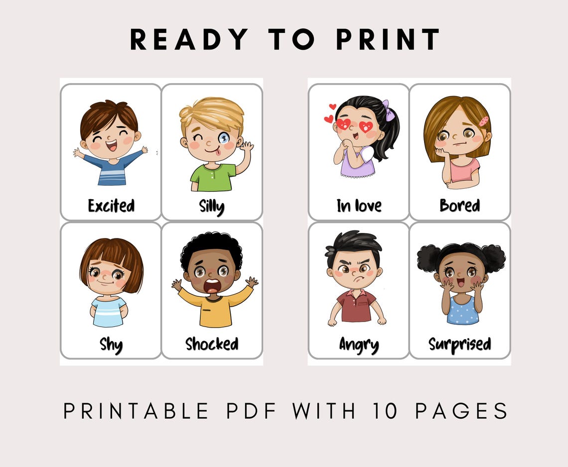 Emotions Flash Cards for Kids, Social and Emotional Learning Tool ...