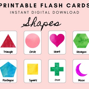 16 Shape Flashcards, Kids & Pre-school Shapes, Montessori Cards ...