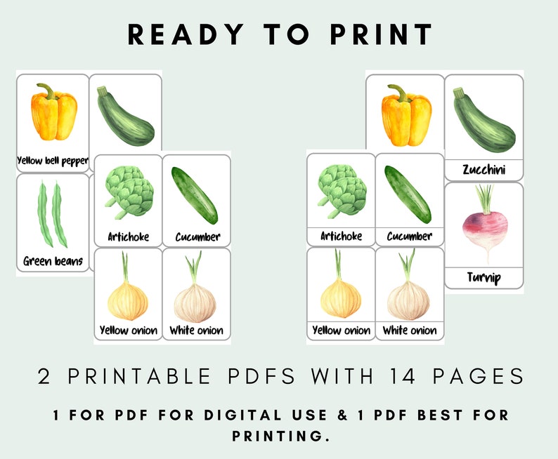 27 Children's Vegetable Flashcards, Pre-school Learning, Learning ...